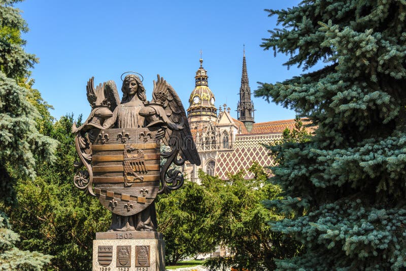 Kosice Coat of arms stock image. Image of bronze, tower - 68078447