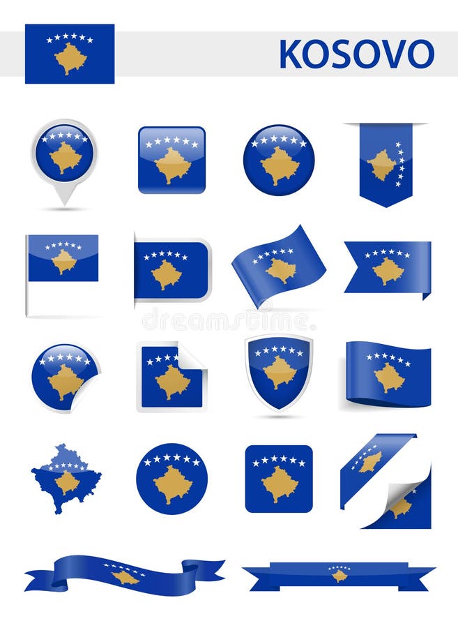 Kosovo Flag Vector Set stock illustration. Illustration of flag - 114789513