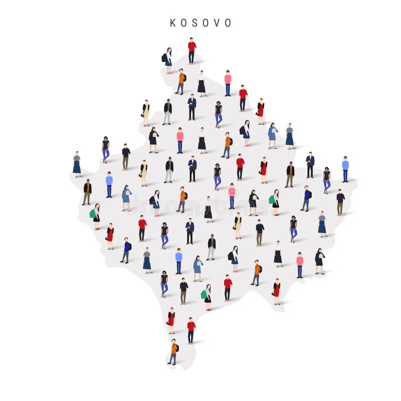 Kosovo Population Map. Large Group of People in a Shape of Kosovan Map ...