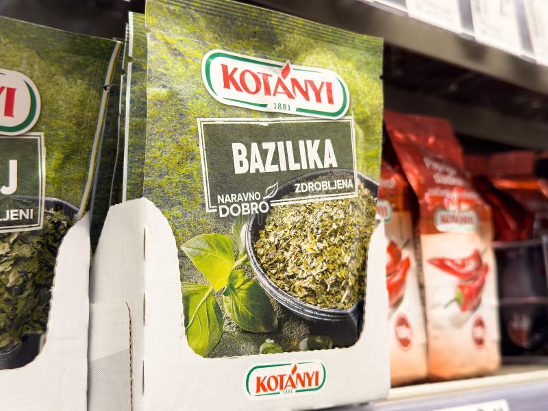 Kotanyi Basil Packaging on Store Shelf with Spices in Background ...