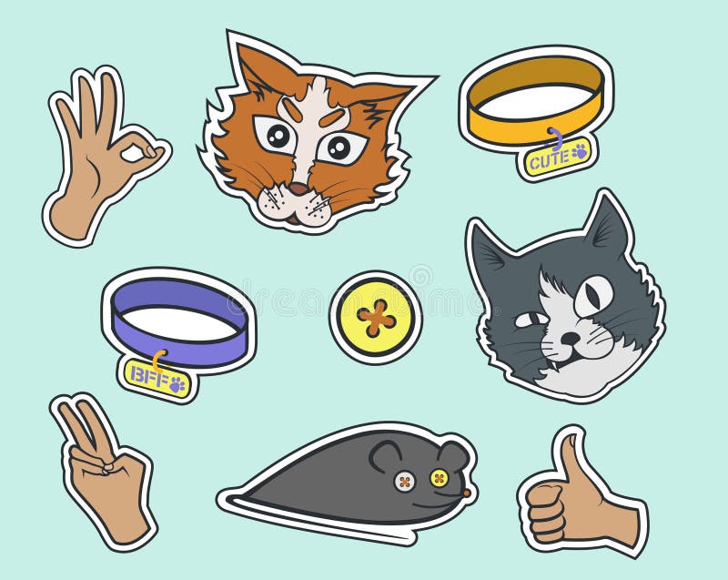 Set stickers cats stock vector. Illustration of cartoon - 237508258