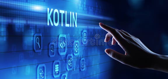 Kotlin Programming Language Mobile Application Software Development Concept on Screen Stock ...