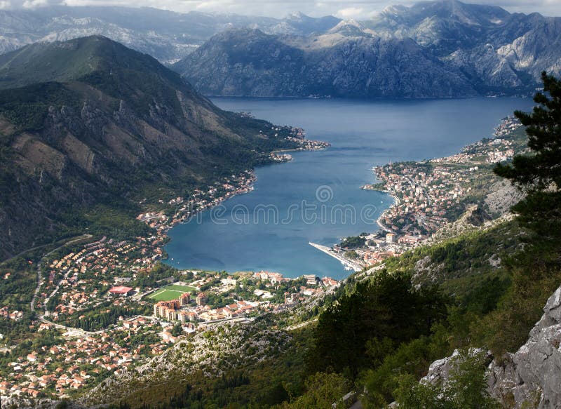 Kotor bay aerial view stock image. Image of aerial, outdoor - 16865077