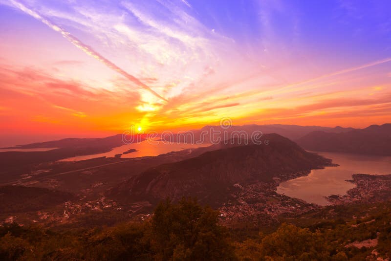 Kotor Bay on Sunset - Montenegro Stock Photo - Image of boka, citadel ...