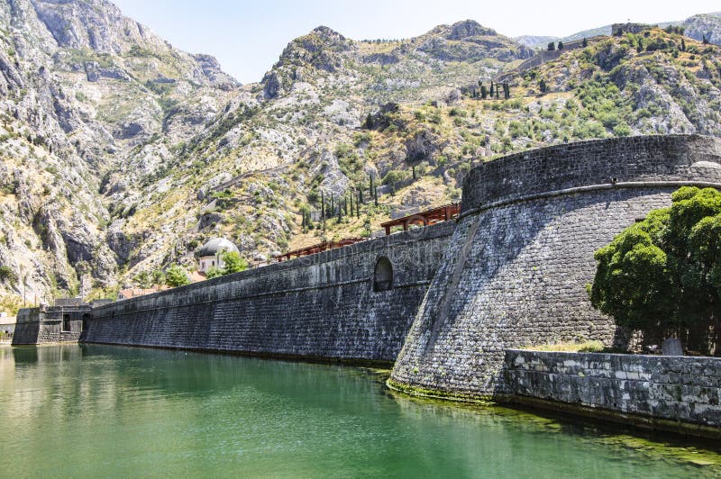 Venetian Fortifications of Kotor and the Castle Stock Photo - Image of ...