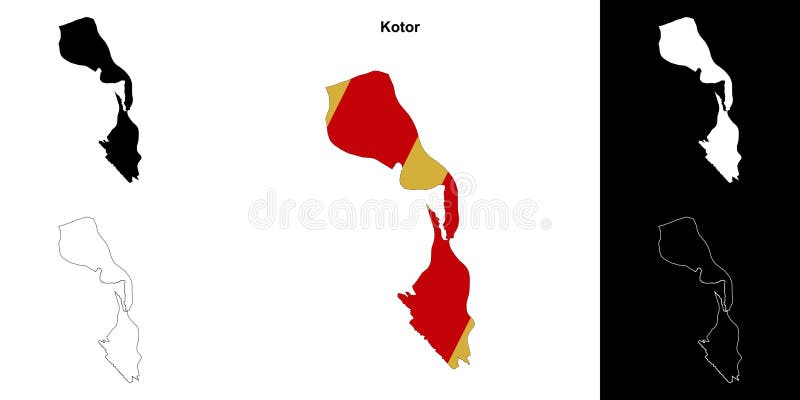 Kotor outline map stock vector. Illustration of clipart - 334728764