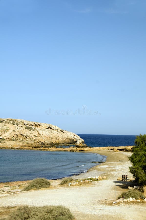 Koumbara Beach Ios Cyclades Greece Stock Photo - Image of greek, tree ...