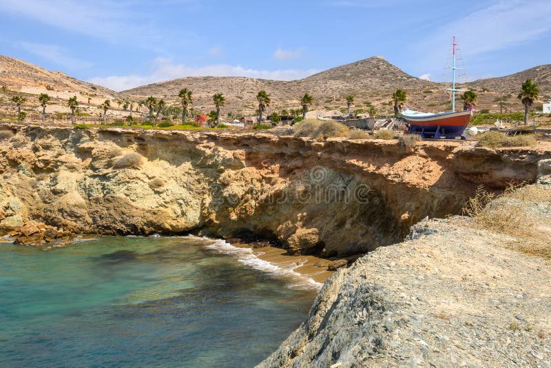 Koumbara Beach Located on Ios Island. Greece Stock Image - Image of ...