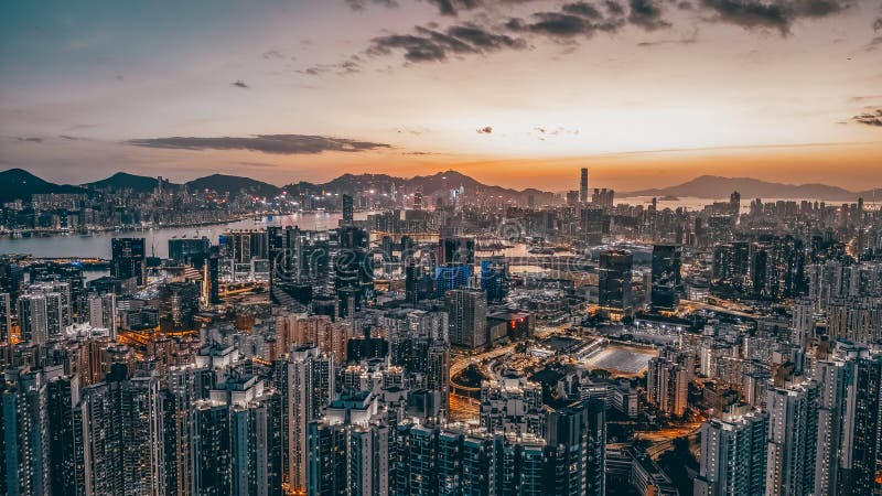 The Kowloon Cityscape at Night, Kowloon Peak Jan 14 2021 Editorial ...