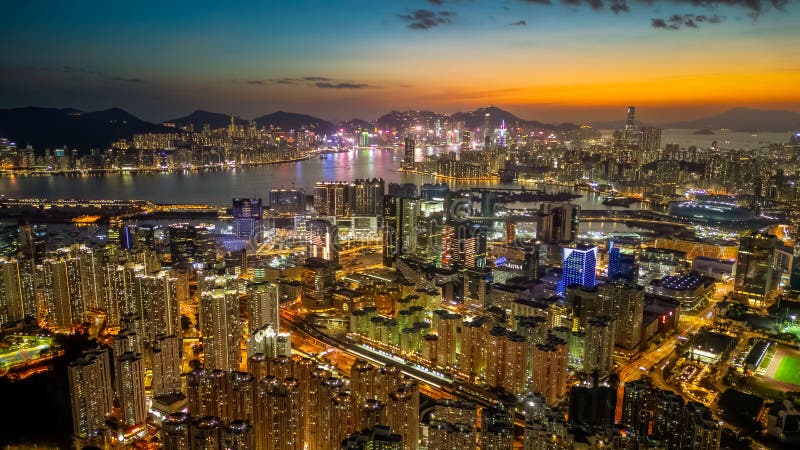 The Kowloon Cityscape at Night, Kowloon Peak Jan 14 2021 Editorial ...