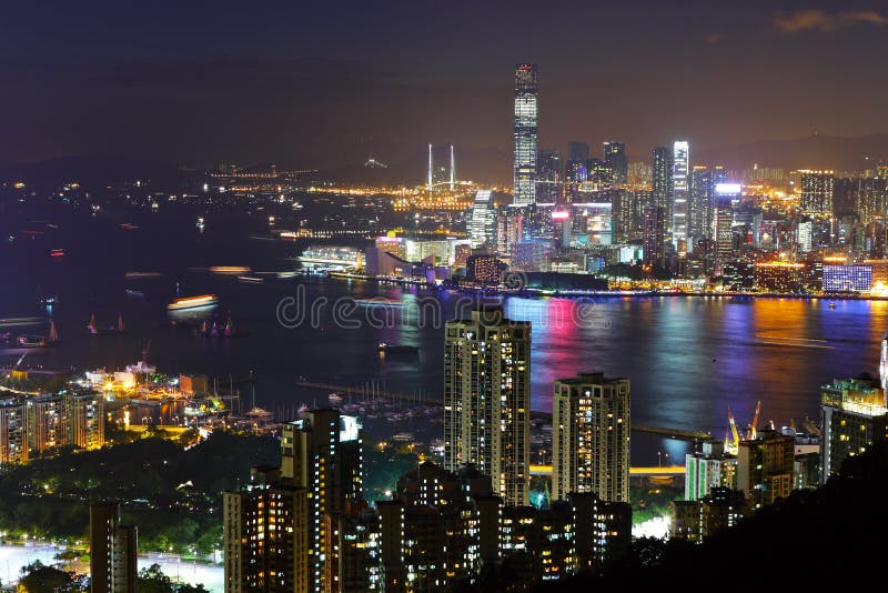 Kowloon at night stock image. Image of kong, harbour - 20552797