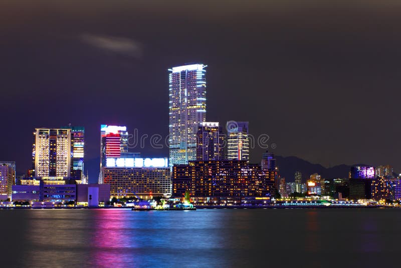 Kowloon at night stock image. Image of beauty, downtown - 23808935