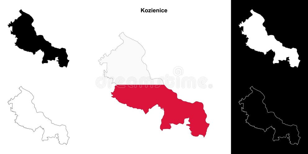 Kozienice outline map stock vector. Illustration of outline - 356916237