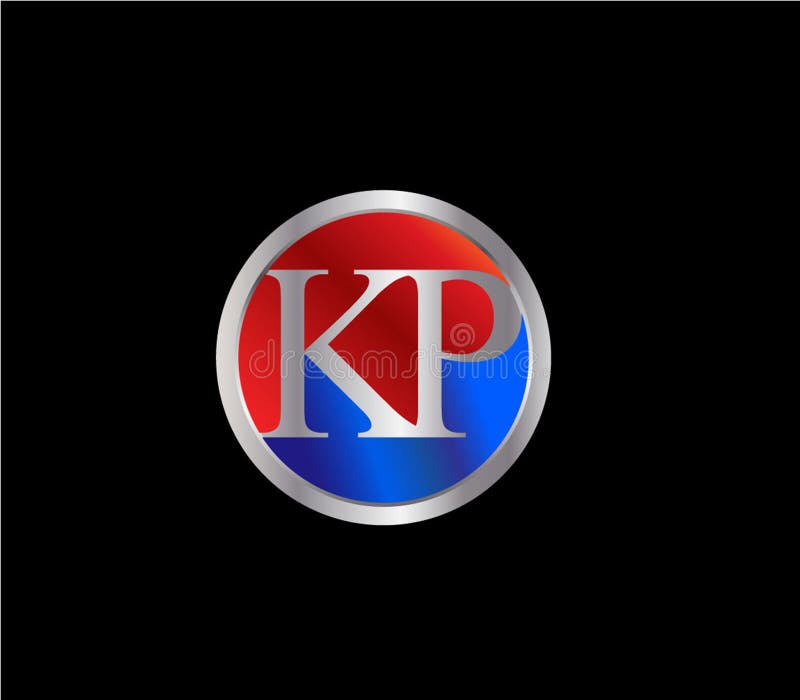 KP Initial Circle Shape Silver Red Blue Color Later Logo Design Stock ...