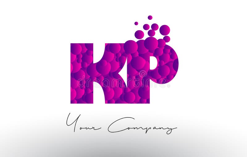 KP K P Dots Letter Logo with Purple Bubbles Texture. Stock Vector ...