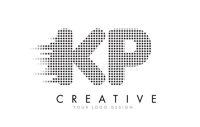 KP K P Letter Logo with Black Dots and Trails. Stock Vector ...
