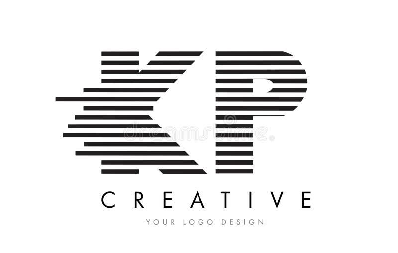 KP K P Zebra Letter Logo Design with Black and White Stripes Stock ...