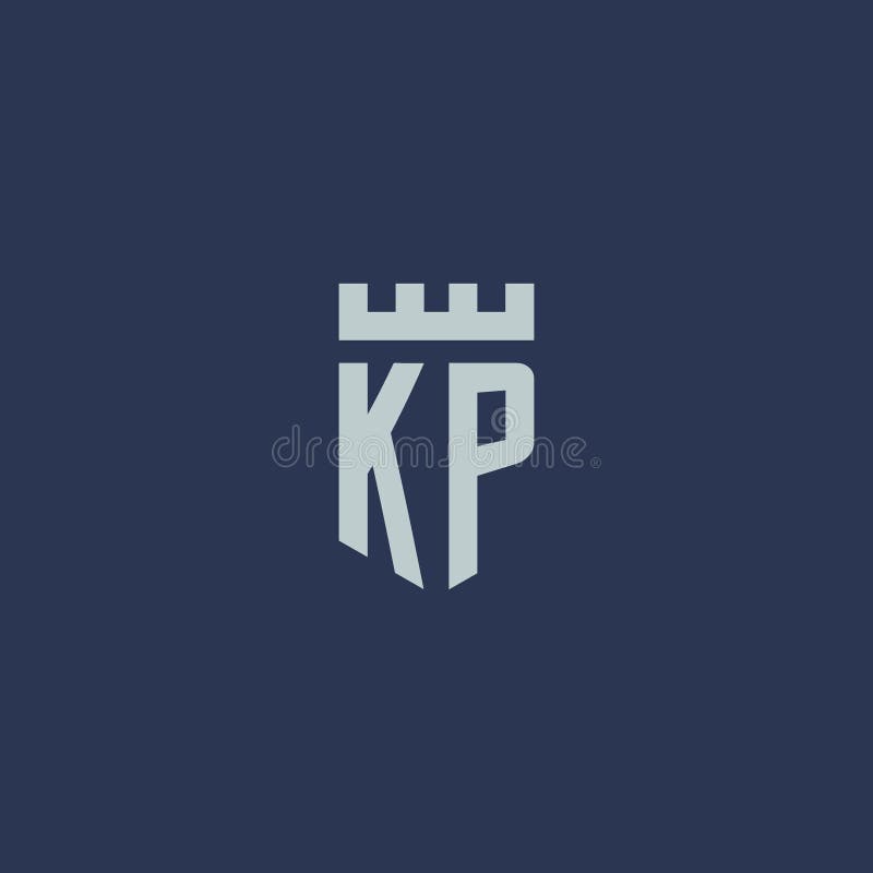 KP Logo Monogram with Fortress Castle and Shield Style Design Stock ...