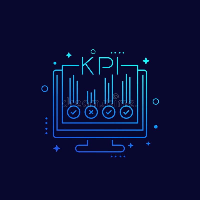 KPI, Business Indicators, Line Icon on White Stock Vector ...