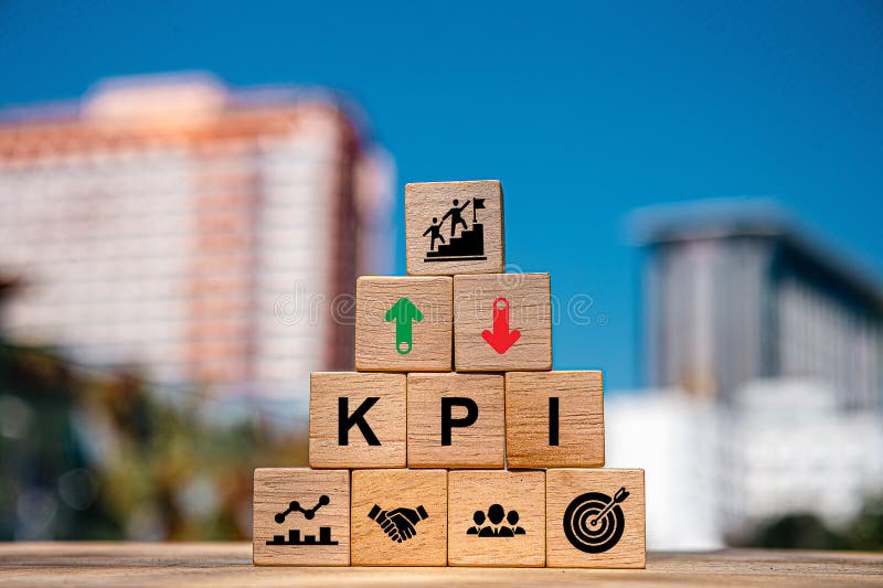 KPI Concept. Wooden Blocks with KPI Icons,copy Space Stock Photo - Image of goal, concept: 365936748