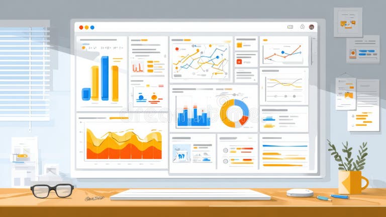 KPI Dashboard Infographic Featuring Modern UI Design with Charts ...