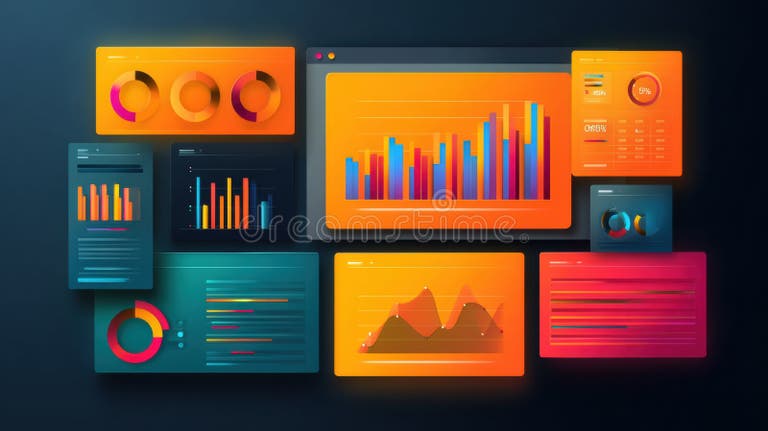 KPI Dashboard Infographic Showcasing Modern Design with Vibrant Charts ...