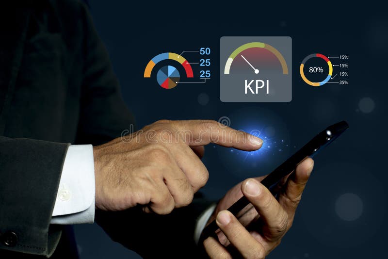 Businessman Working with Data To Analyze Key Performance Indicators ...