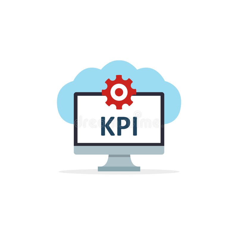 KPI, Key Performance Indicator. Laptop Icon on Blue Background. Diagram ...