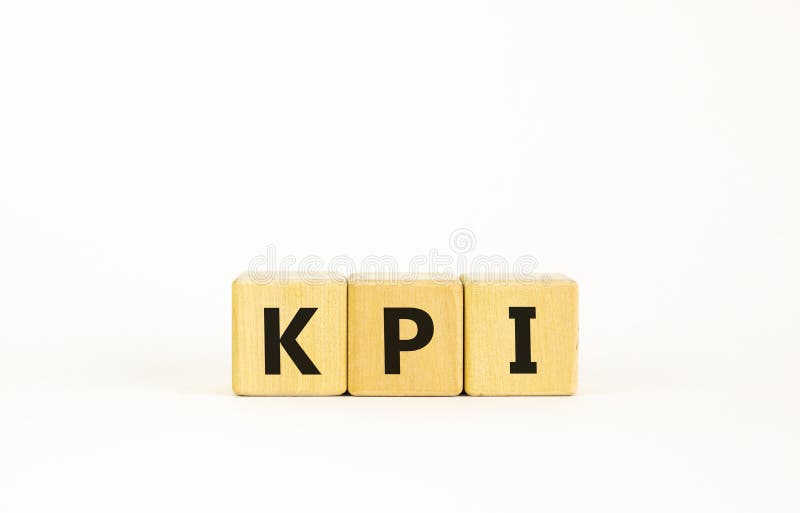 Kpi Key Performance Indicator Symbol Businessman Turns Wooden Cubes