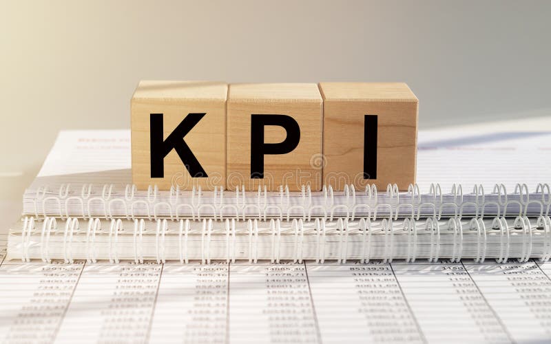 Key Performance Indicators. Magnifier with KPI Letters and Documents ...
