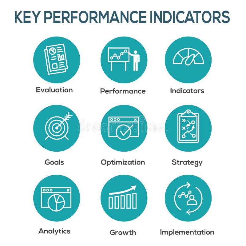 KPI - Key Performance Indicators Icon Set with Evaluation, Growth ... KPI - Key Performance Indicators Icon Set with Evaluation, Growth ...