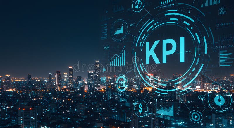 Kpi Metrics Over City Skyline Showing Performance Management and ...