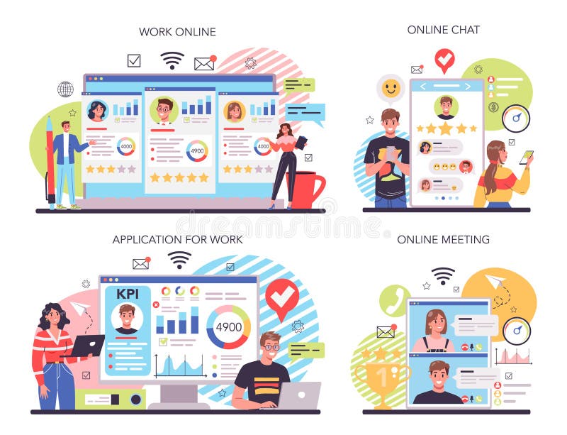KPI Online Service or Platform Set. Employee Evaluation, Testing Stock ...