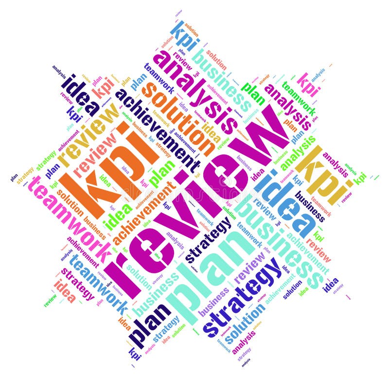 Kpi plan review word cloud stock illustration. Illustration of manage ...