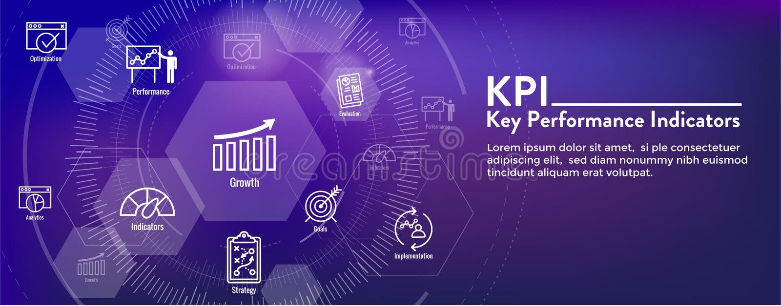 KPI - Key Performance Indicators Web Header Banner and Icon Set Stock ...