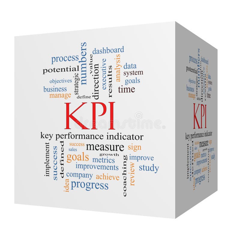 KPI Word Cloud Concept on a 3D Cube Stock Illustration - Illustration ...