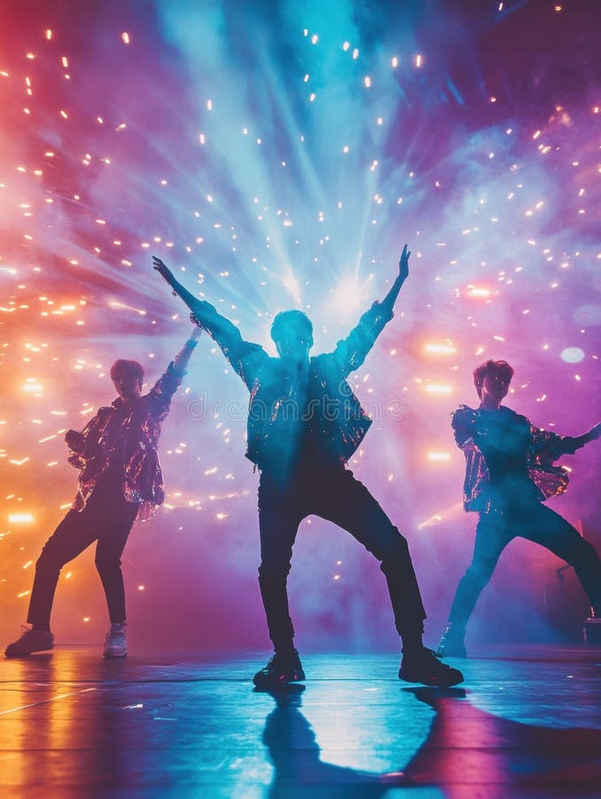 Kpop Idols Perform Dynamic Choreography Under Colorful Stage Lights ...