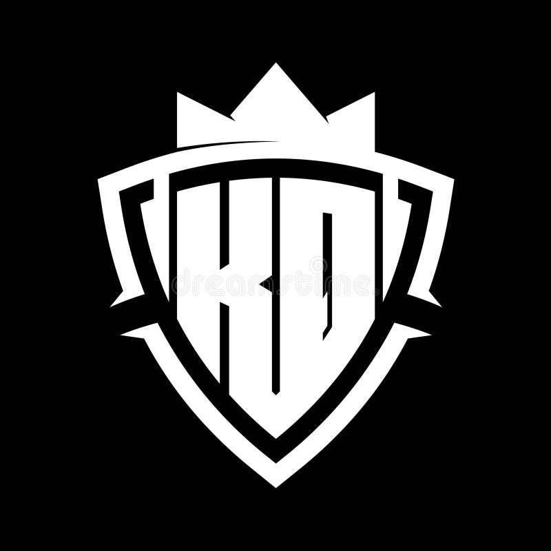 KQ Letter Monogram with Triangle Curve Shield Shape with Crown White ...