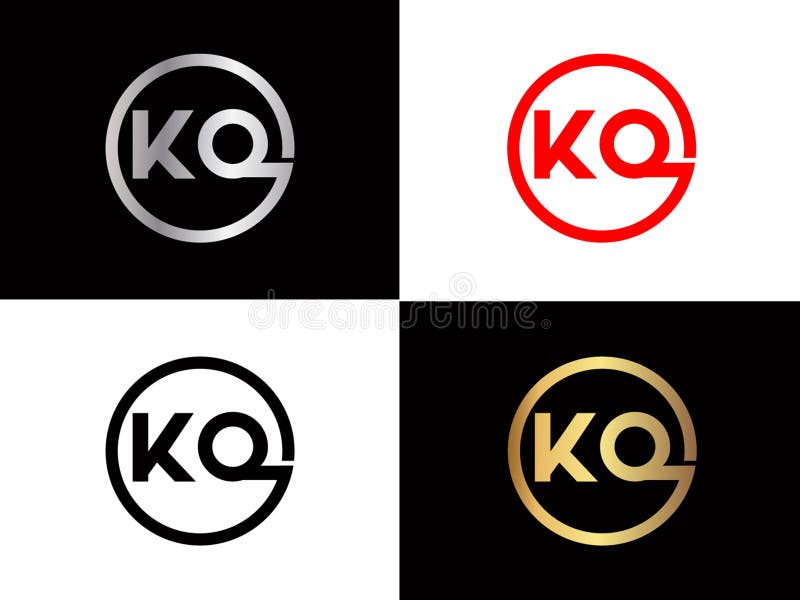 KQ Square Shape Letter Logo Design in Silver Gold Color Stock Vector ...
