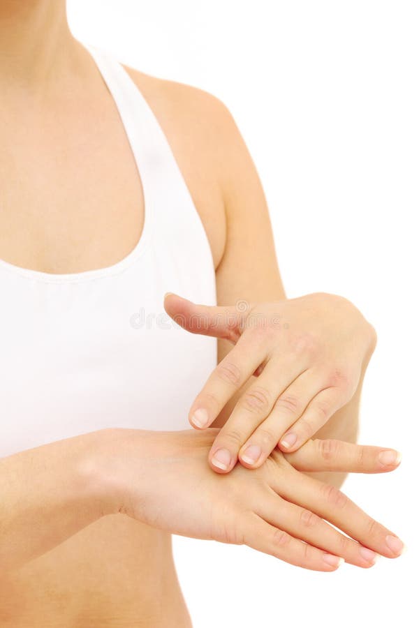 Hand Med Interdigital Dermatit Dyshidrotiskt Eksem Nära Fotografering ...