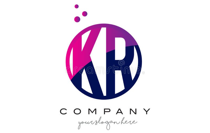 Kr K R Circle Letter Logo Design With Purple Dots Bubbles Stock Vector