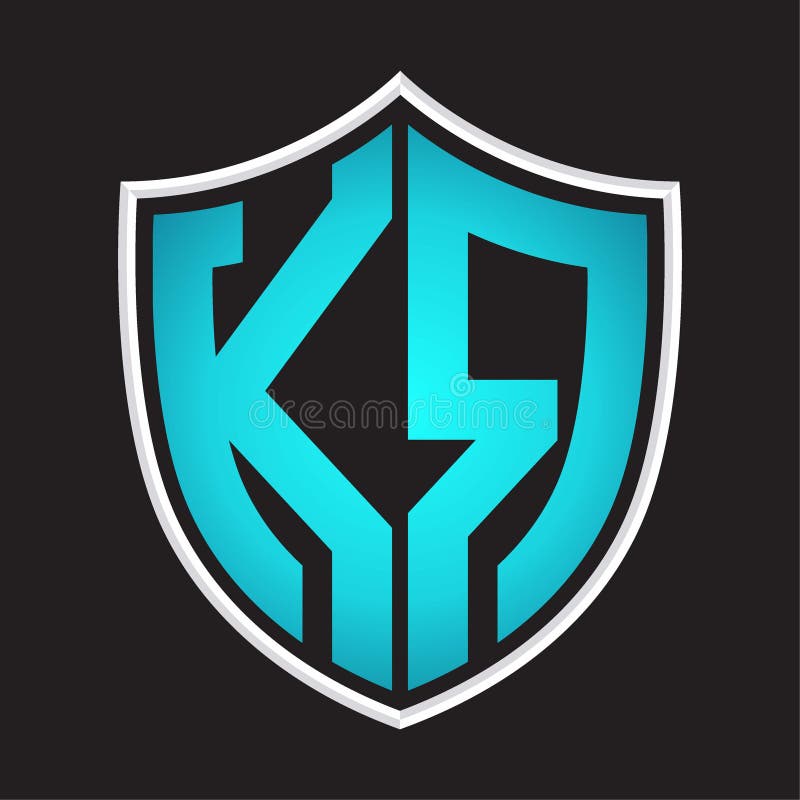 KR Logo Monogram with Shield Shape Isolated Blue Colors on Outline ...