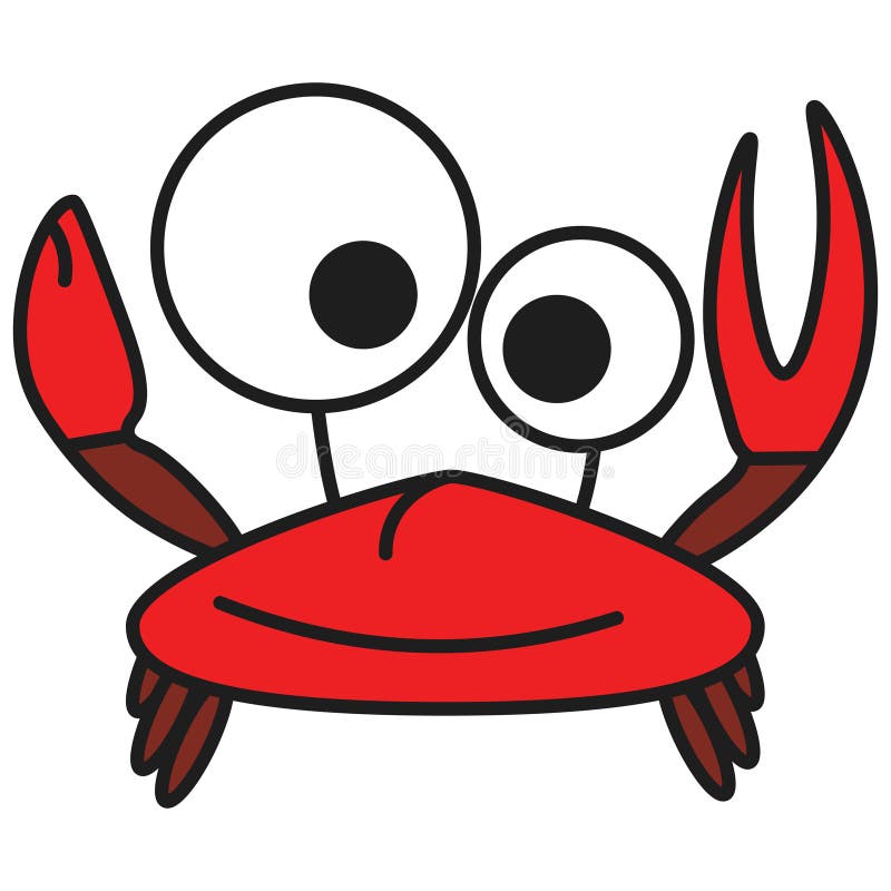 Krabba i tecknad filmstil stock illustrationer. Illustration av krabba ...