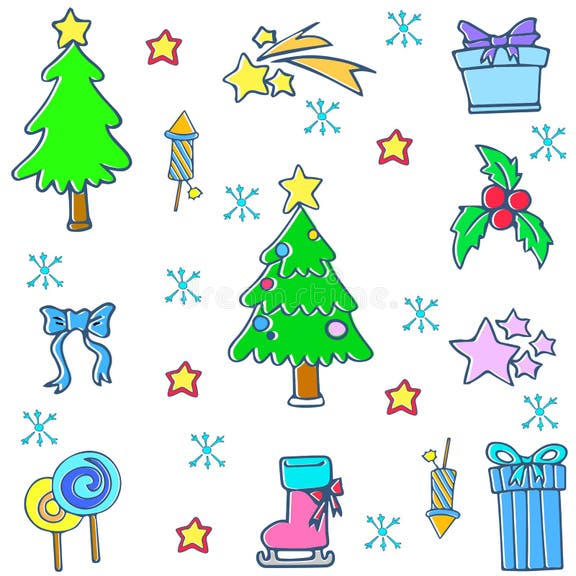 Krabbel Van Kerstmis Leuke Objecten Vector Vector Illustratie ...