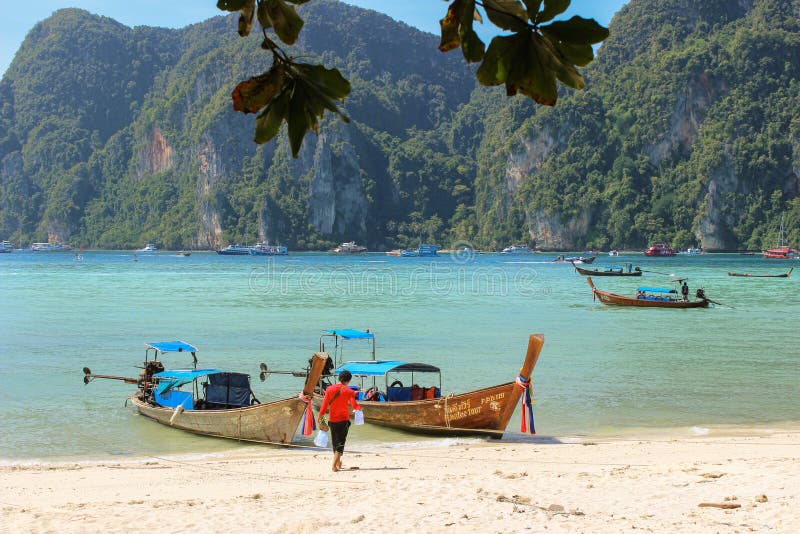 Loh Samah Bay at Phiphi Island, Krabi Thailand. Stock Image - Image of ...