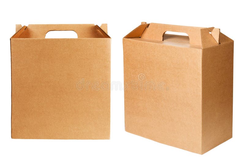 Kraft Cardboard Boxes Isolated on White Background Stock Image - Image ...