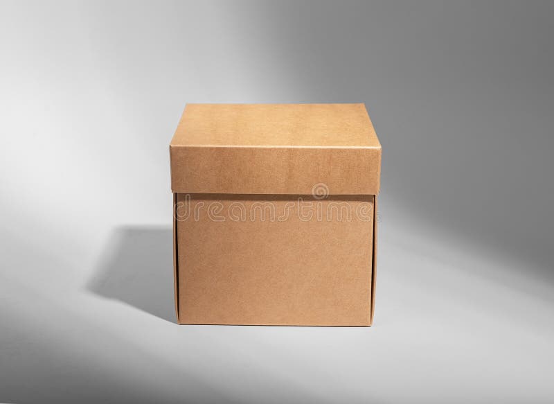 Kraft Carton Box of Cube Shape, Cardboard Package Stock Image - Image ...