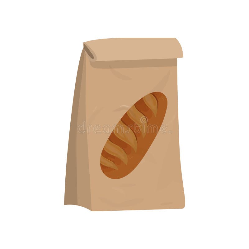 Kraft paper bag for bread stock vector. Illustration of package - 204306969