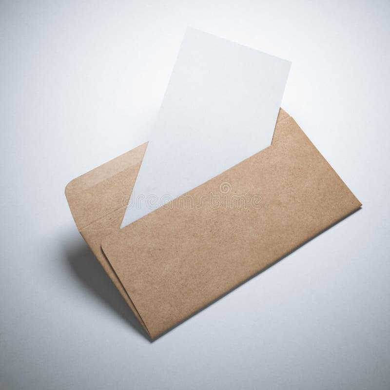 Kraft Paper Envelope with Blank Sheet Stock Image - Image of single ...