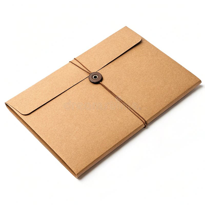 Kraft Paper Folder with Button Tie Stock Illustration - Illustration of ...